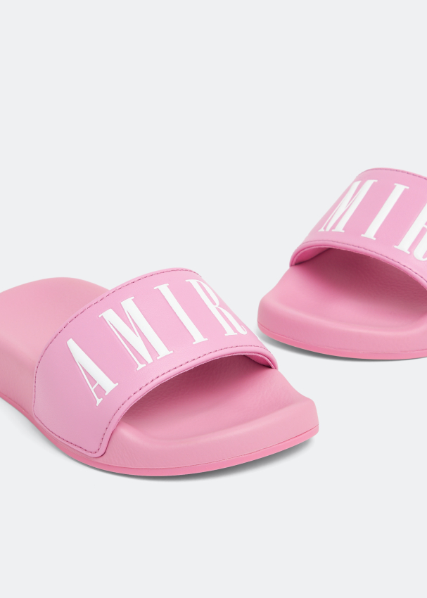 Amiri Logo pool slides for Girl - Pink in Qatar | Level Shoes